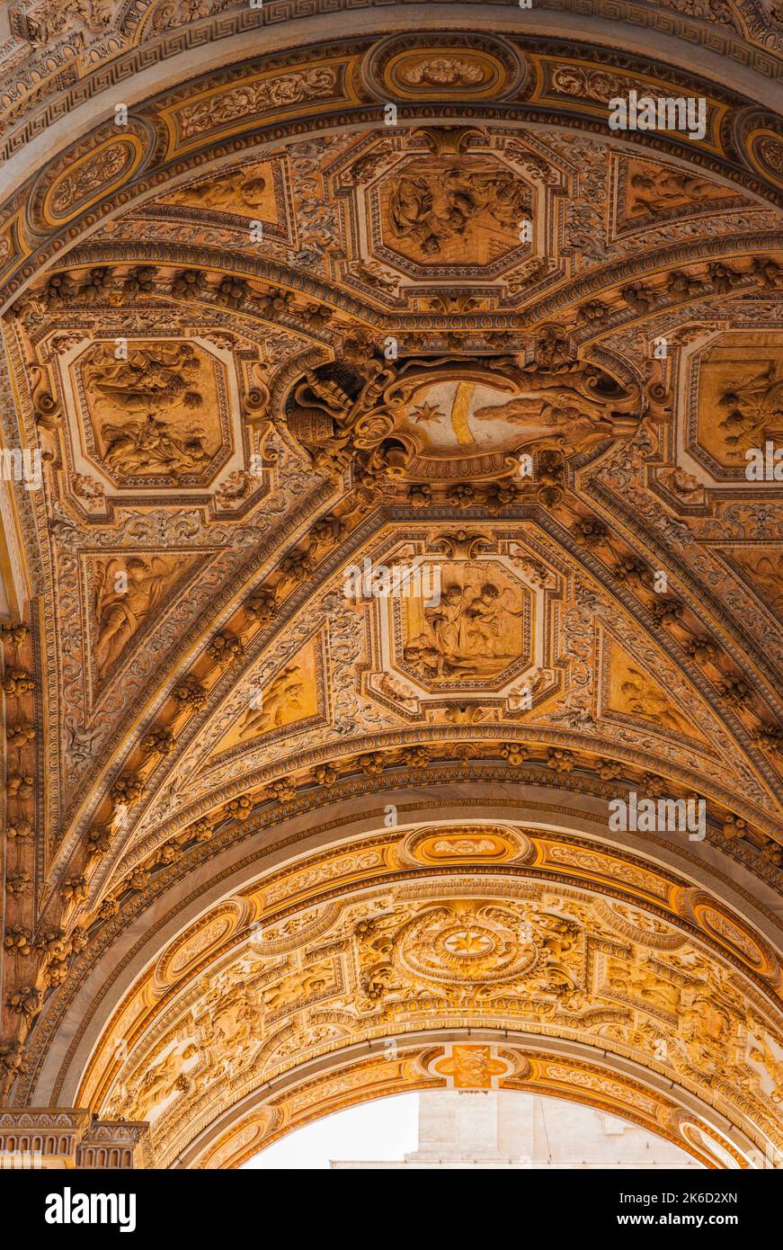 Vatican City, Vatican - February 10, 2013: Detail of decorated arcade ...