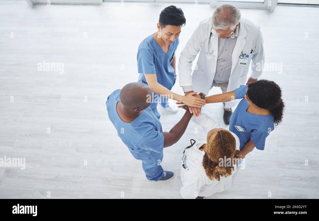 Working in harmony from different areas of expertise. High angle shot ...