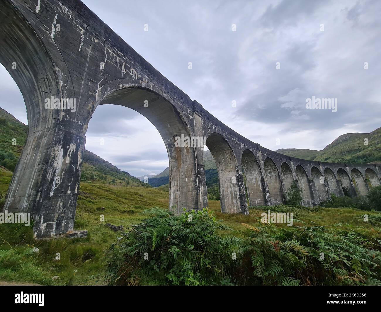 A beautiful shot of the Glenfinnan Viaduct under the clouds in Scotland ...