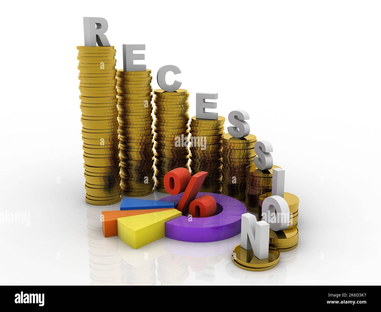 3d rendering Stock market online business concept. business Graph with percentage near gold coin ...