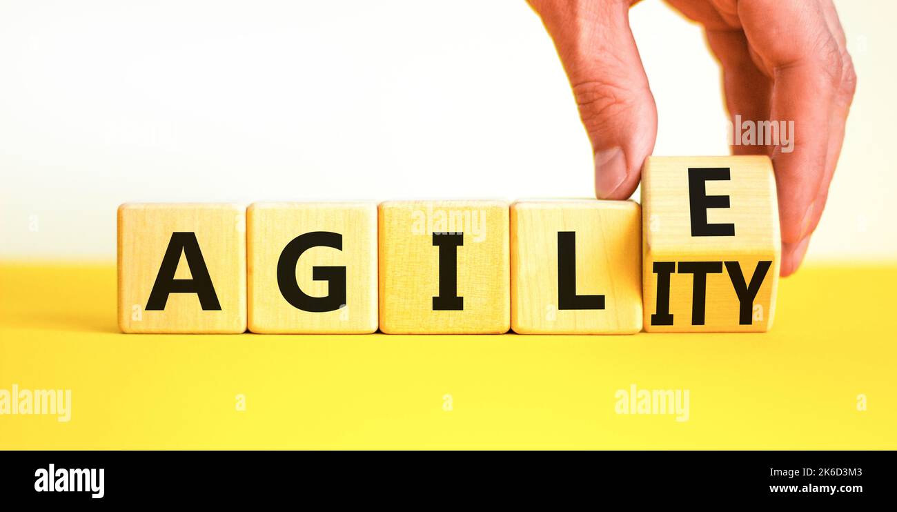 Agile and agility symbol. Concept words Agile and Agility on wooden ...