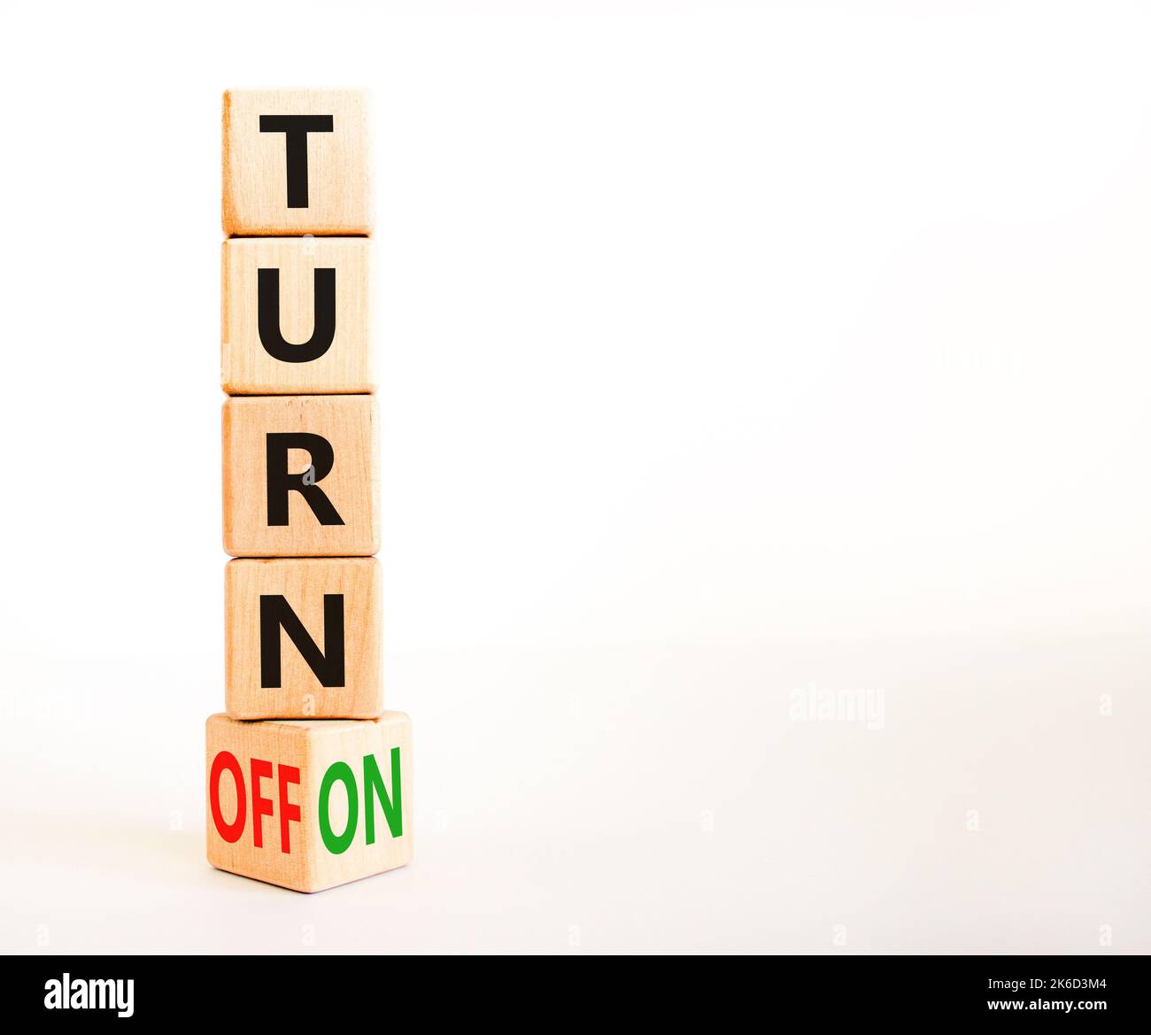 Turn on or off symbol. Concept words Turn off and Turn on on wooden ...