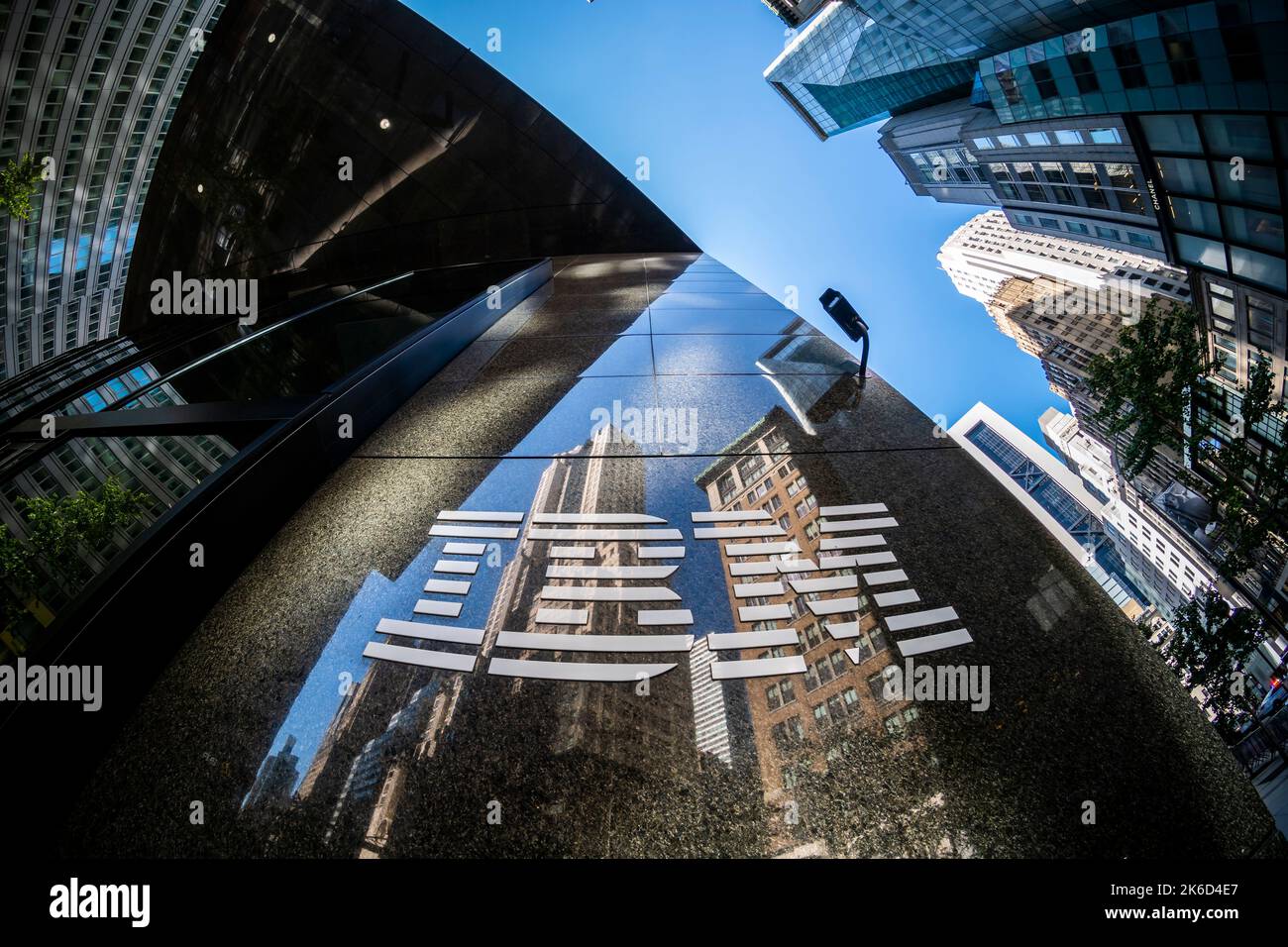The IBM logo is seen on their building's headquarters in New York on ...