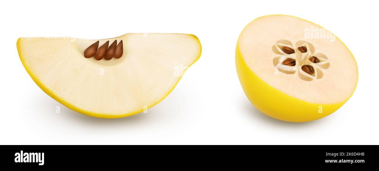 Fresh slice quince isolated on the white background with full depth of ...