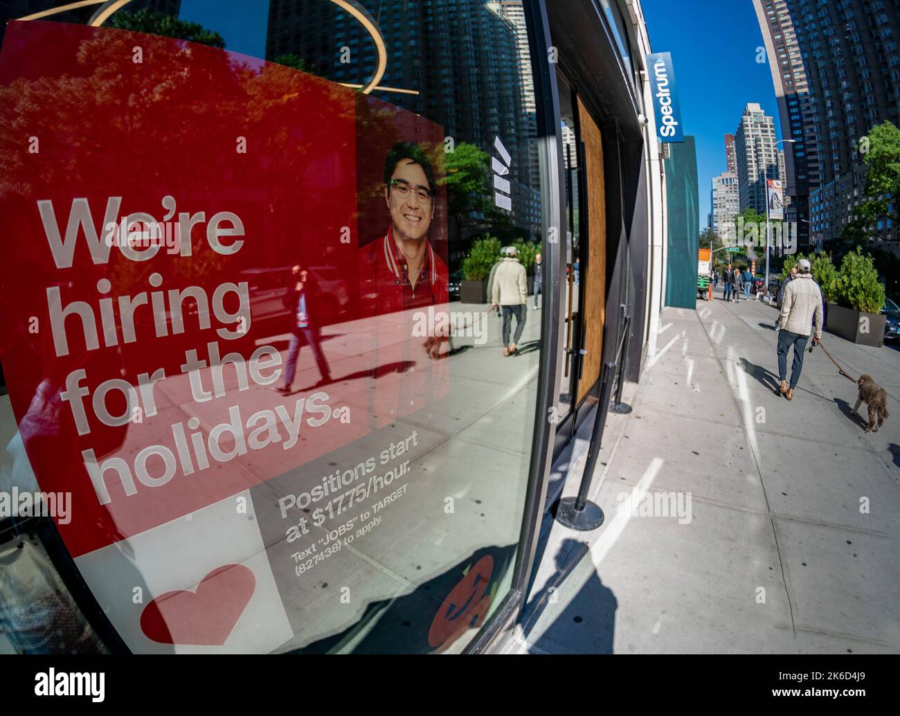 Hiring sign outside a Target store in the Lincoln Square neighborhood ...