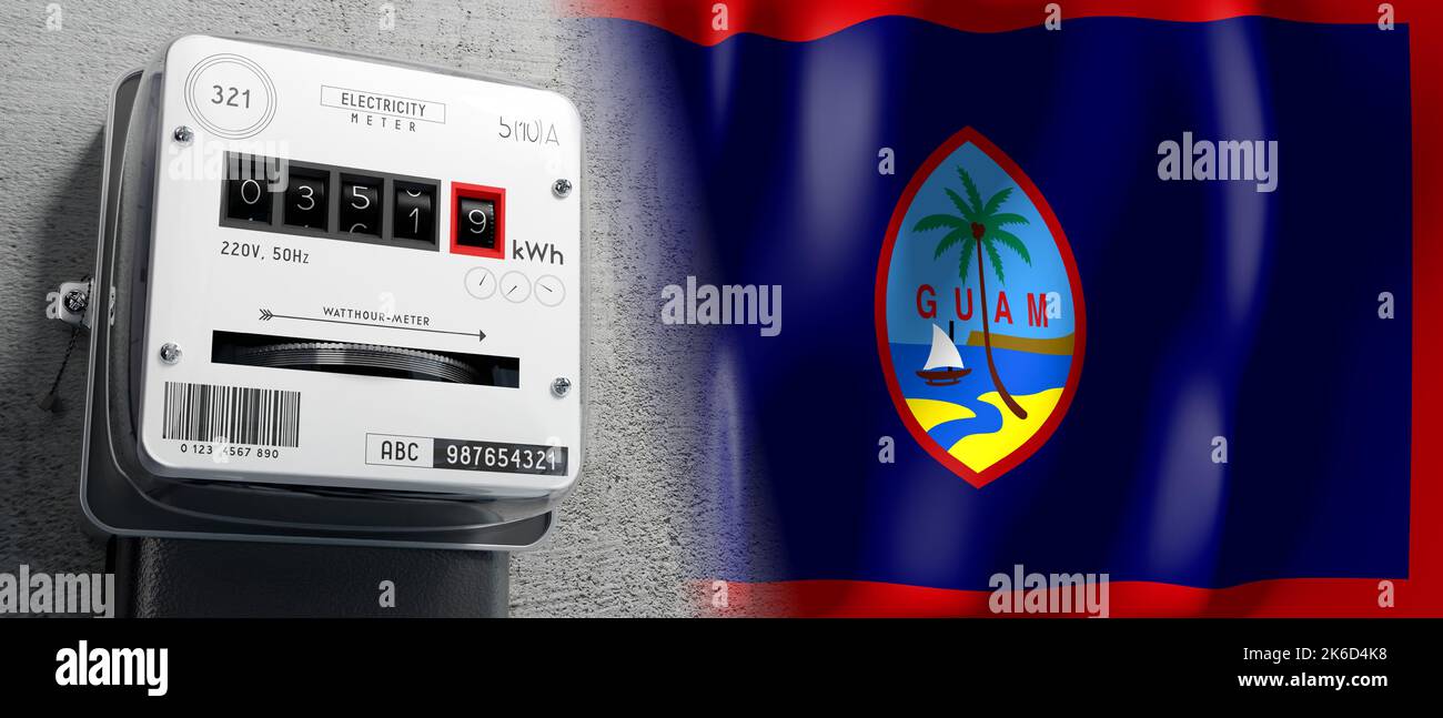 Guam - country flag and energy meter - 3D illustration Stock Photo - Alamy
