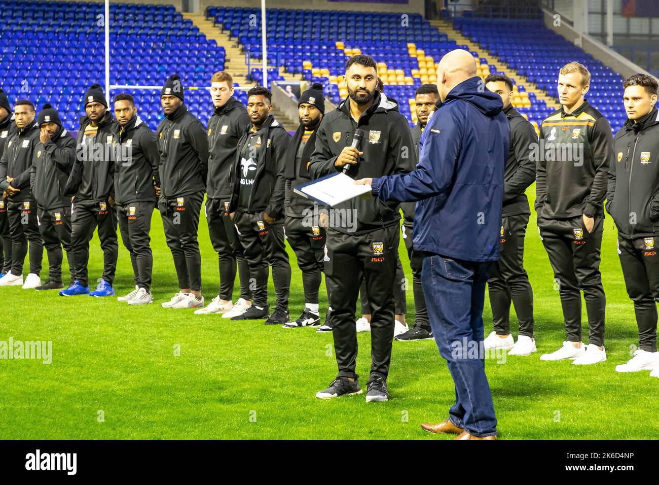 Shaun Briscoe interviews the Papua New Guinea Rugby League players at ...