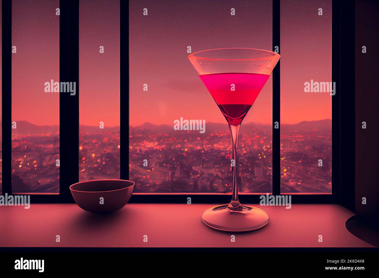 Glass of wine night city skyline hi-res stock photography and images ...