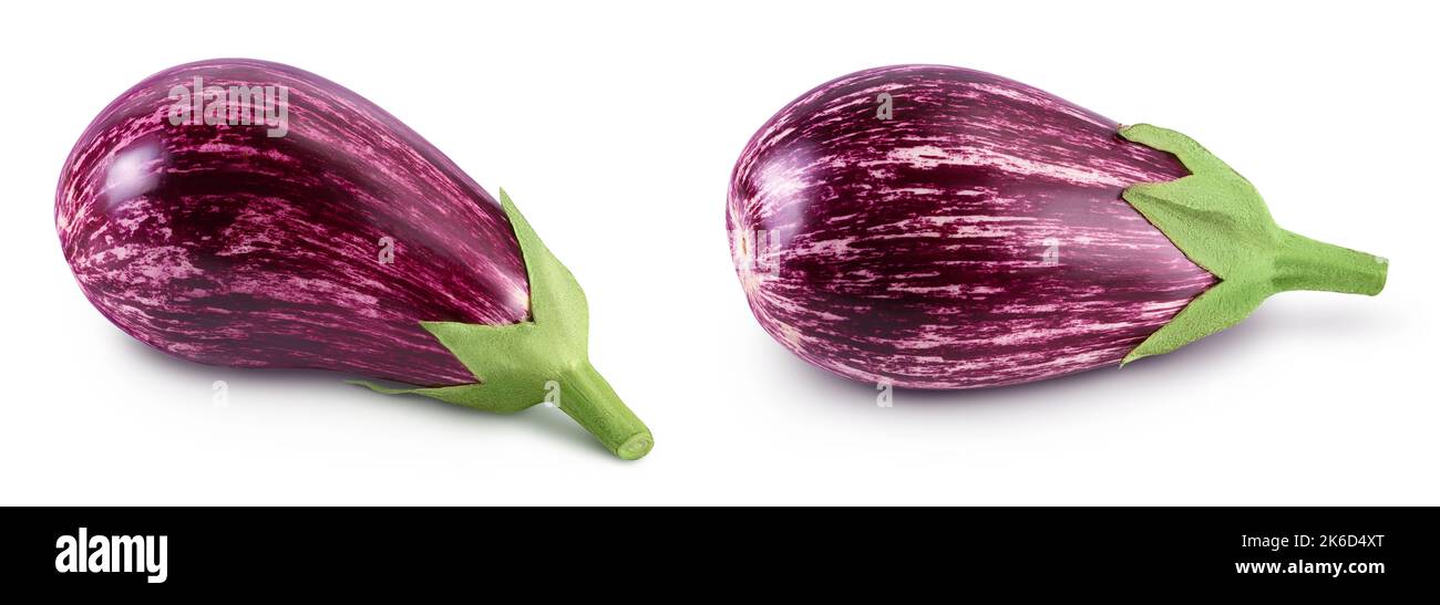 striped eggplant graffiti isolated on white background with full depth ...