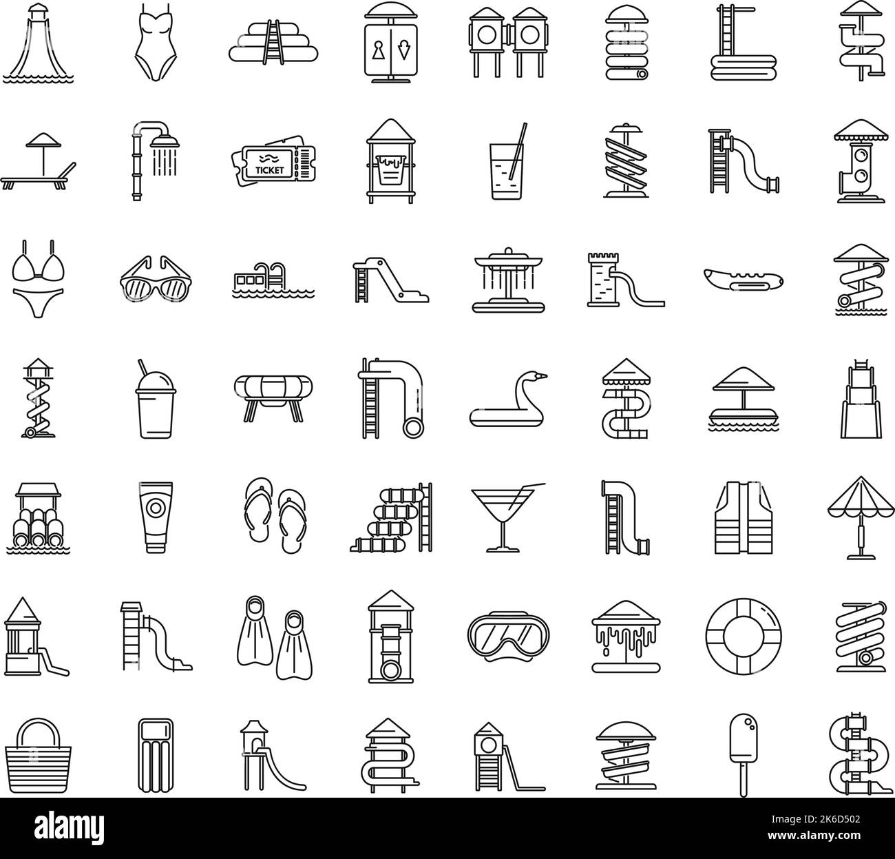 Amusement park icons set outline hi-res stock photography and images ...