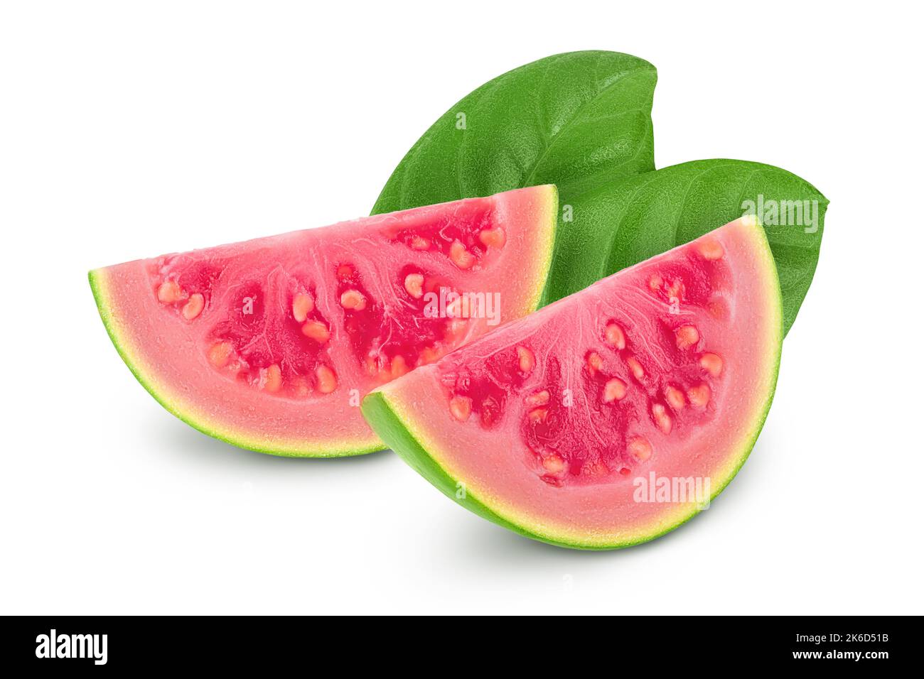 Guava fruit slices isolated on white background with full depth of ...