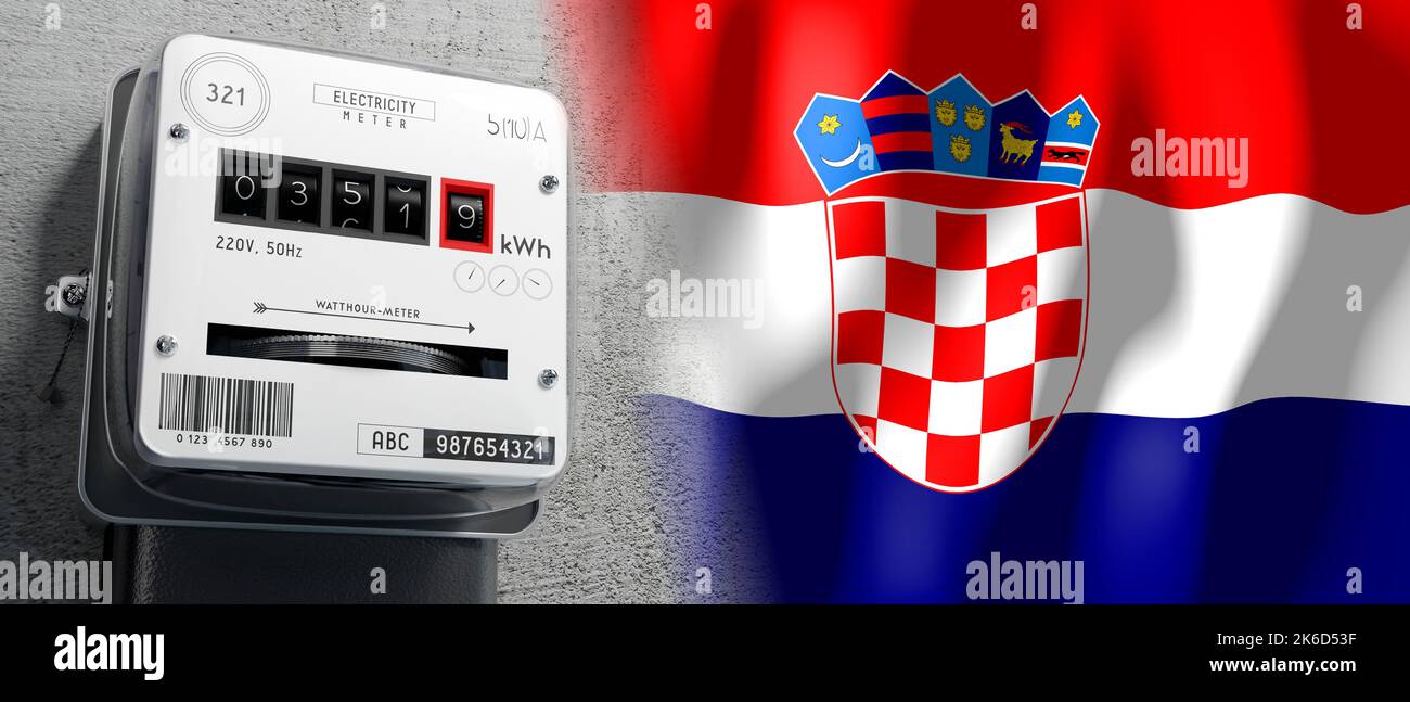 Croatia - country flag and energy meter - 3D illustration Stock Photo ...