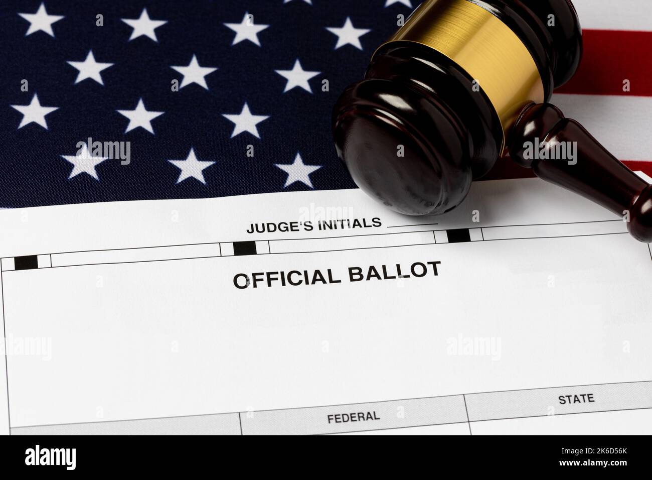 Election ballot with gavel. Voting law, certification and recount ...