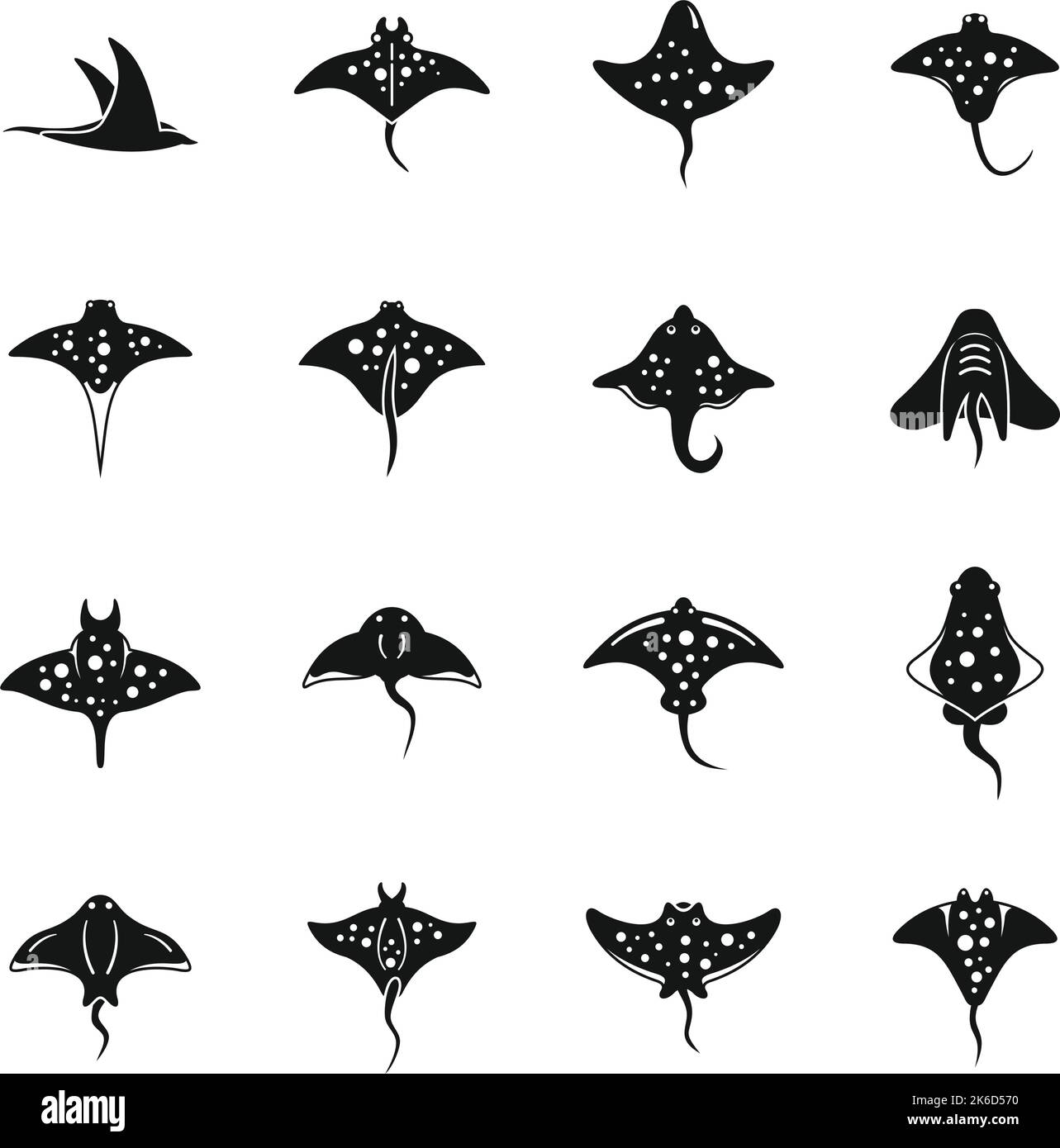 Stingray icons set simple vector. Ocean fish. Marine life Stock Vector ...