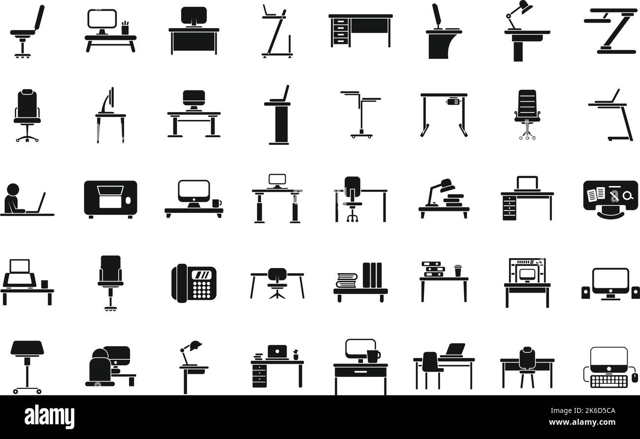 Ergonomic workplace icons set simple vector. Body chair. Comfort ...