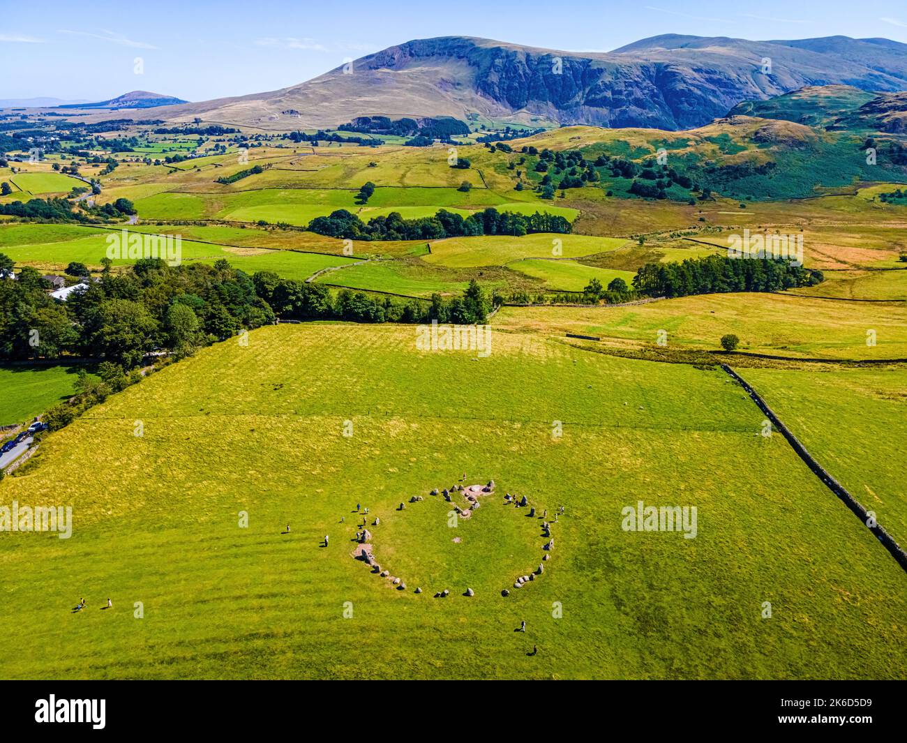 Aerial view of Castlerigg Stone Circle in Lake District, a region and ...