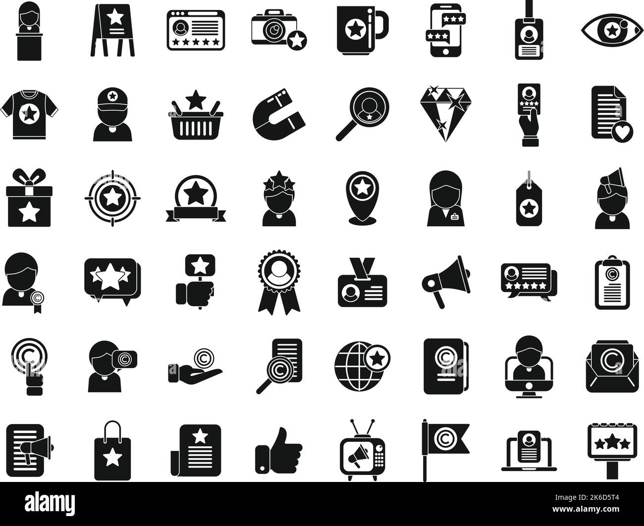 Brand ambassador icons set simple vector. Influence pr. Megaphone brand ...