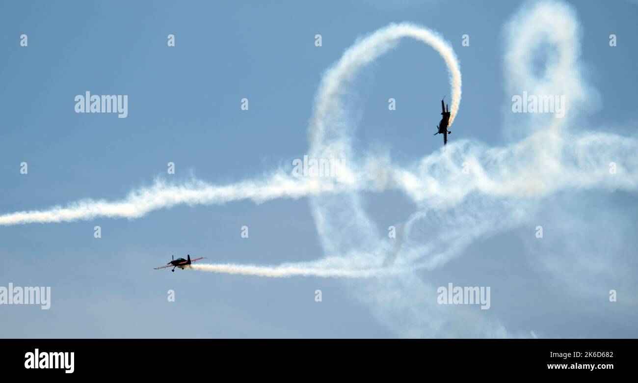 Single seat stunt flying aerobatic aircraft at East Kirkby air show ...