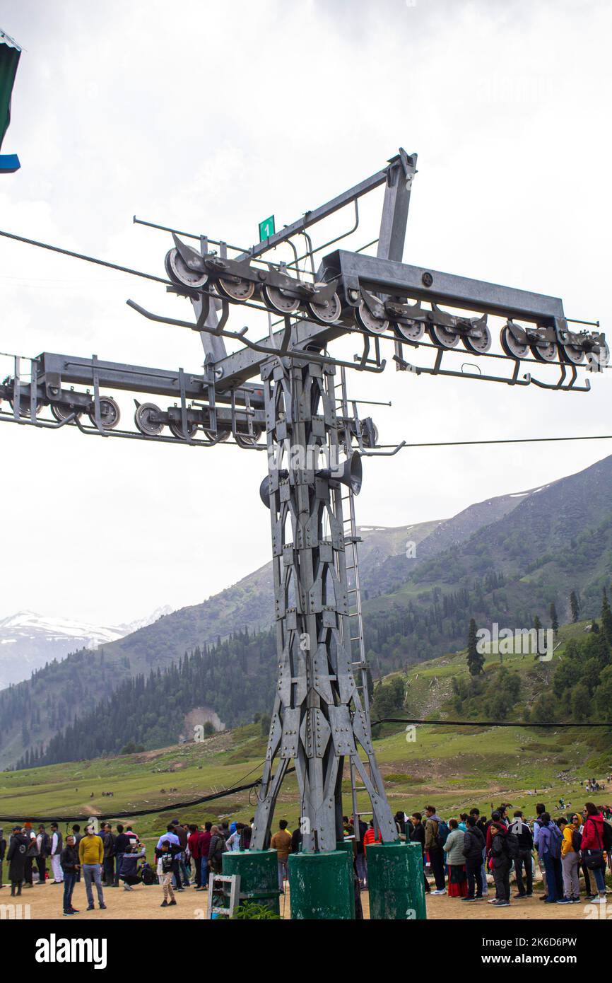 ropeway cable car, Gulmarg Gondola, Jammu and Kashmir, union territory of India is a high ...
