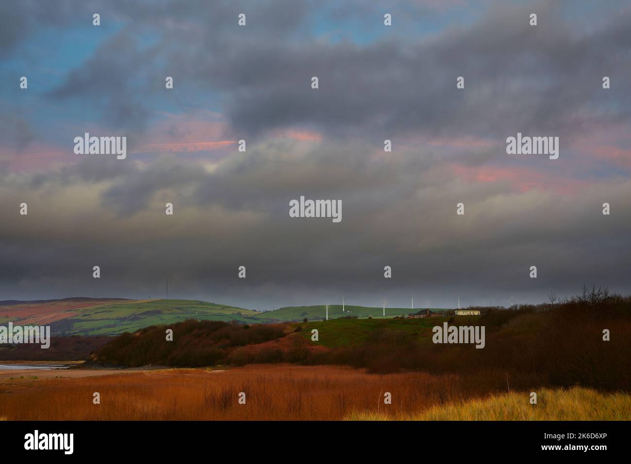 A bright cloudy sunset sky over rural Roanhead in the United Kingdom ...