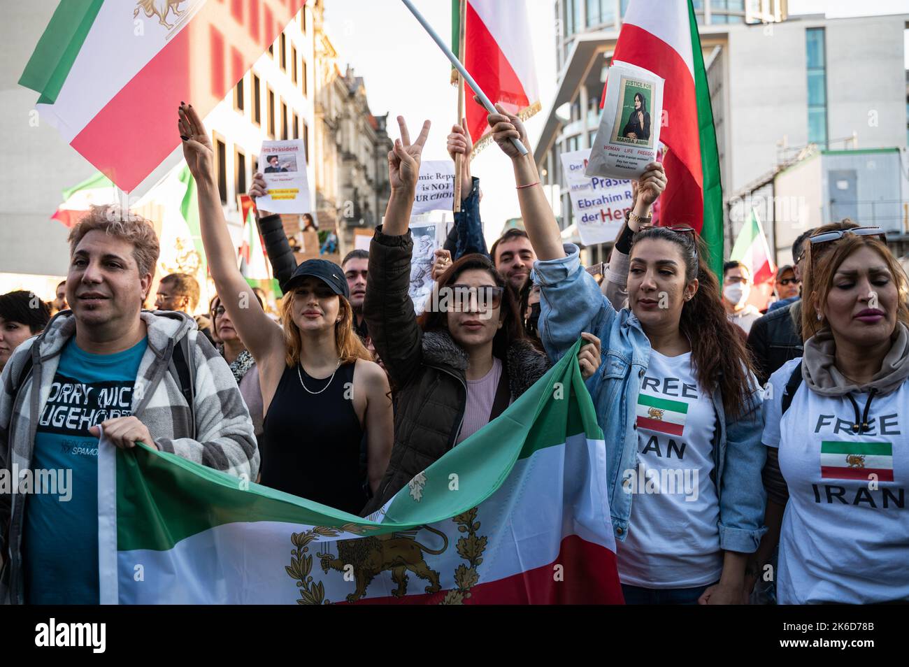 07.10.2022, Berlin, Germany, Europe - Several hundred Iranians and ...