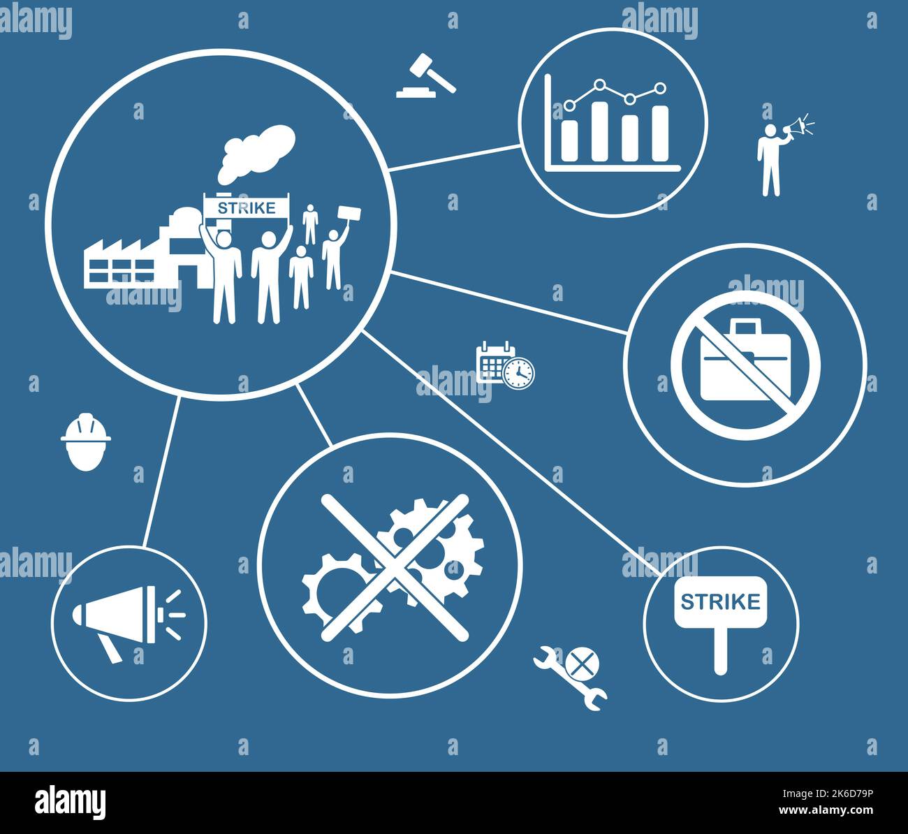 Concept of strike with connected icons Stock Photo - Alamy