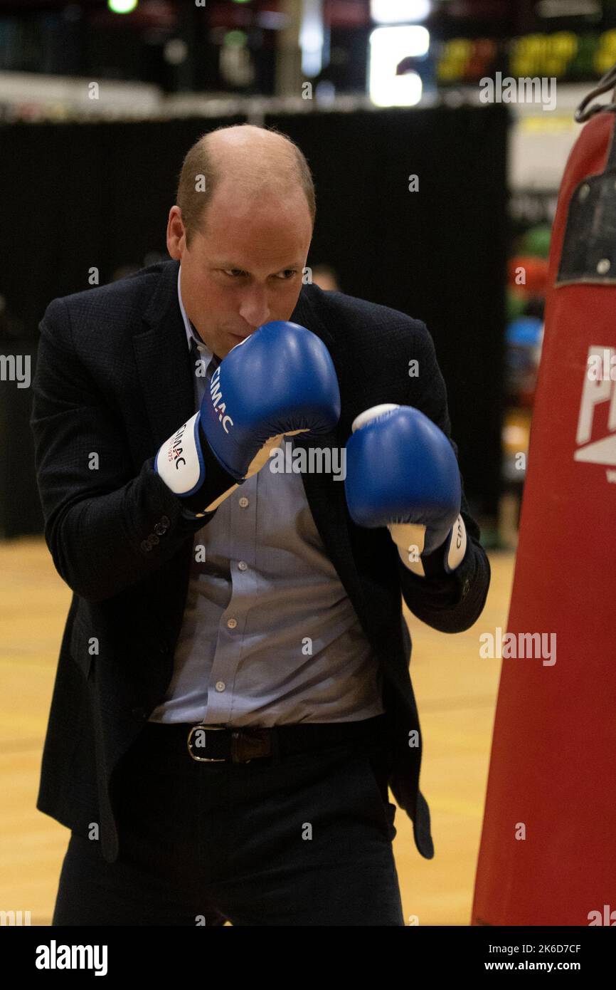 The Prince of Wales boxing during a visit the Copper Box Arena in the ...