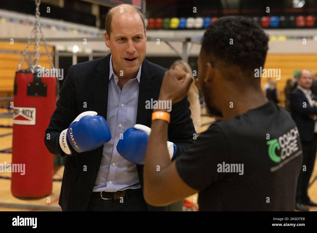 The Prince of Wales boxing during a visit the Copper Box Arena in the ...