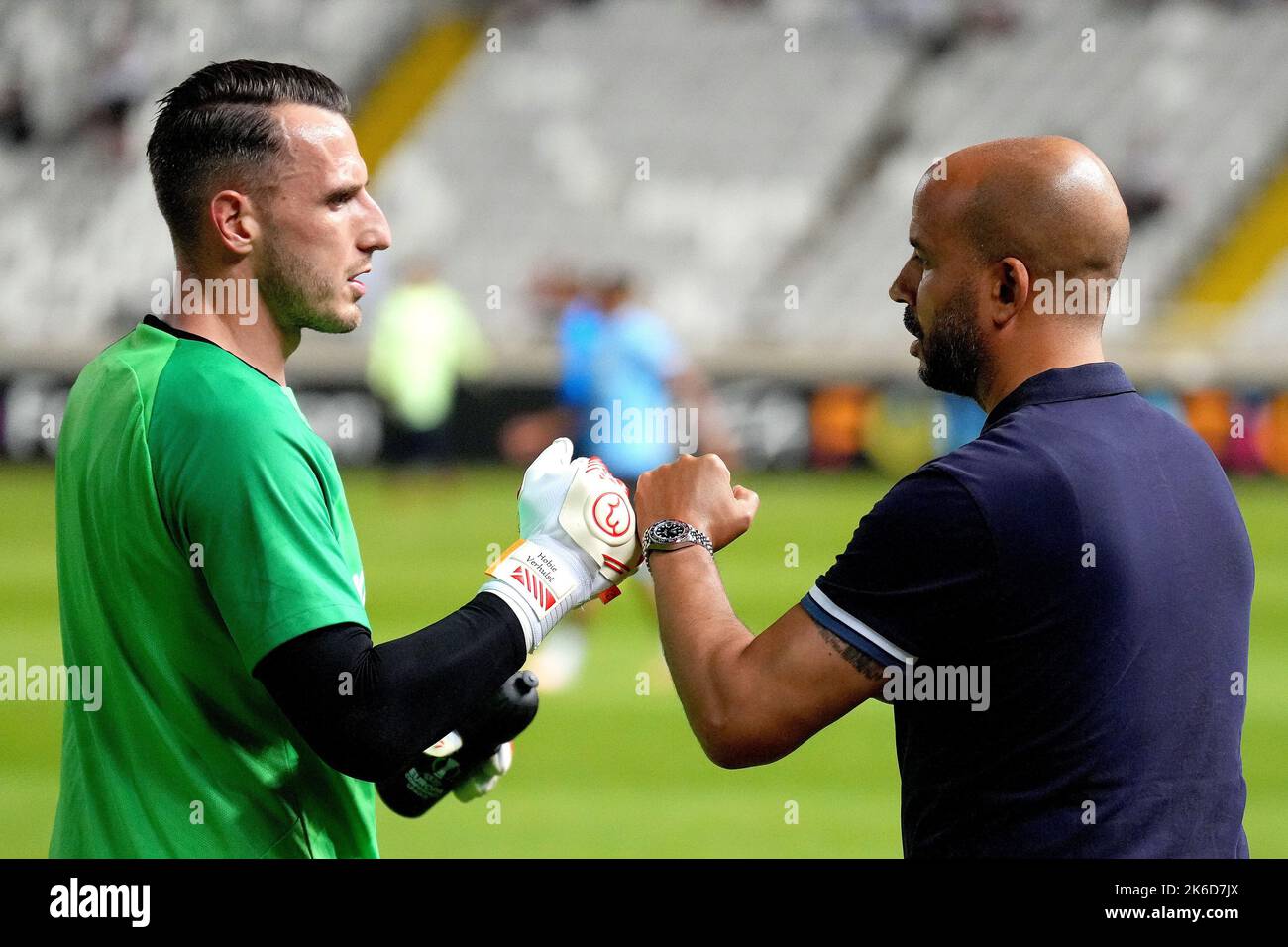 LIMASSOL - (lr) AZ goalkeeper Hobie Verhulst and AZ coach Pascal Jansen ...