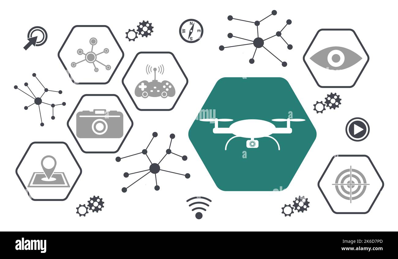 Camera drone flying in Cut Out Stock Images & Pictures - Alamy