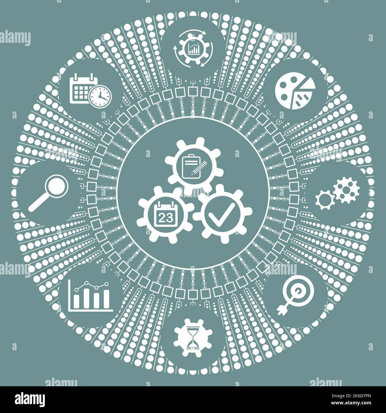 Concept of action plan with connected icons Stock Photo - Alamy