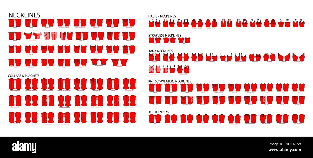 Set of necklines clothes - collars, plackets, knits, sweaters, tops ... Set of necklines clothes - collars, plackets, knits, sweaters, tops ...