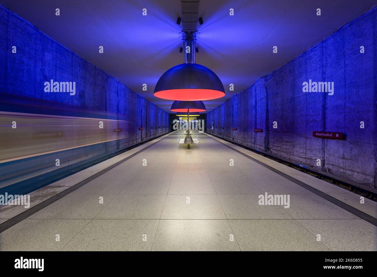 An underground alley with blue lighting Stock Photo - Alamy
