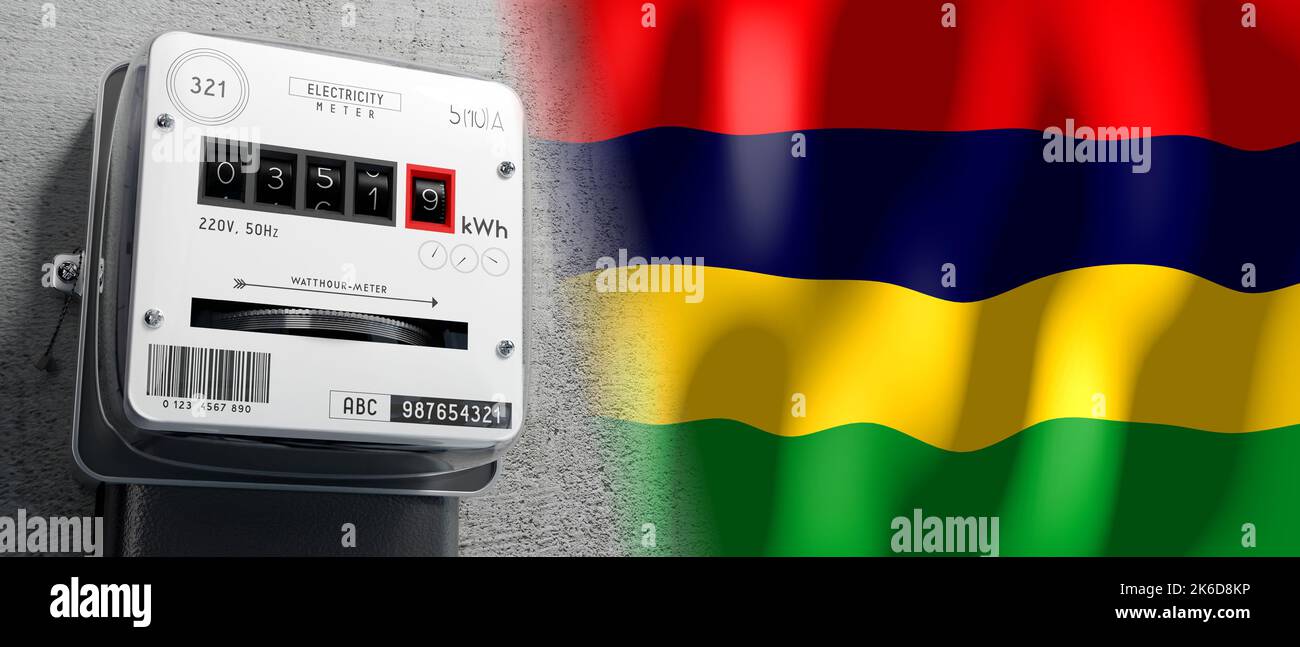 Mauritus - country flag and energy meter - 3D illustration Stock Photo ...