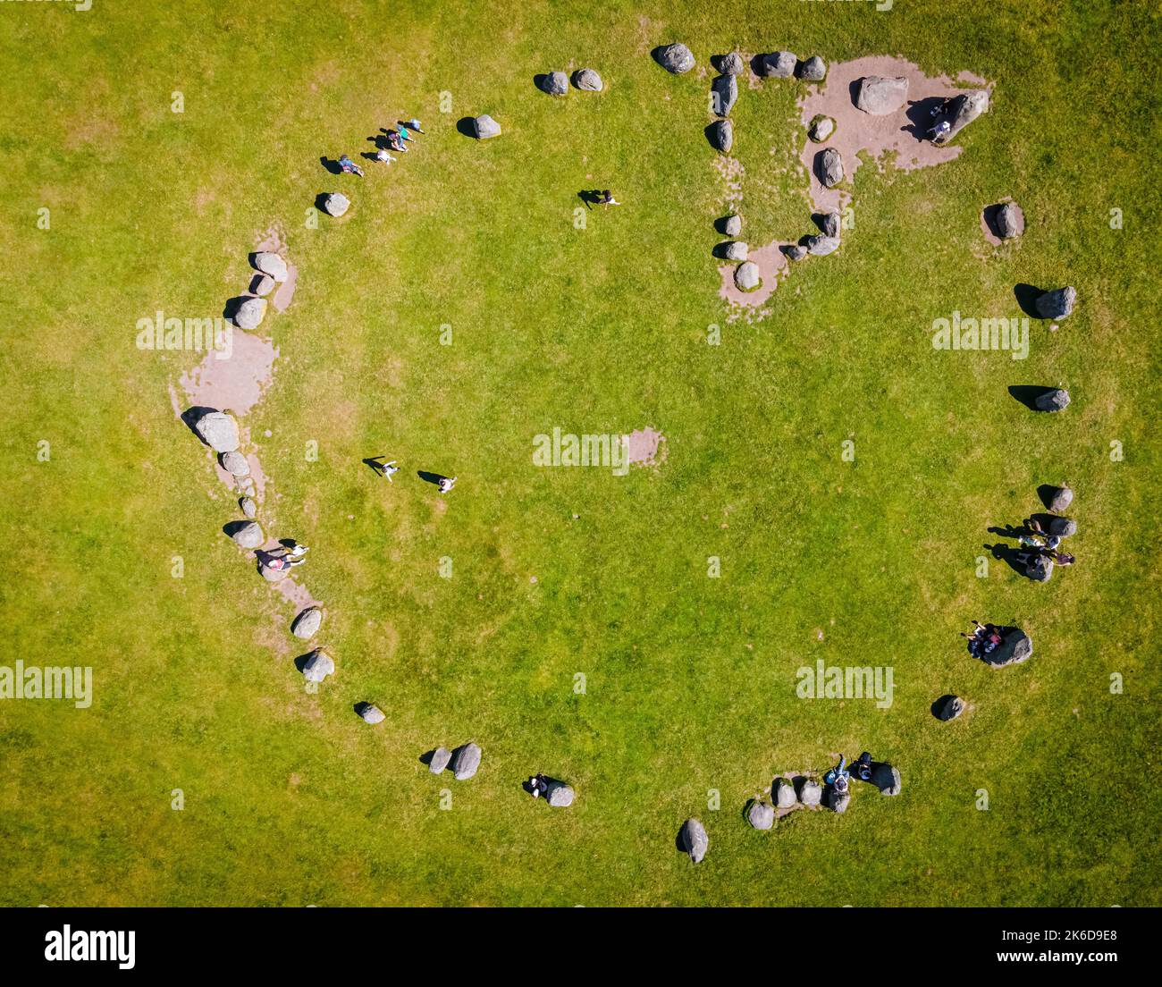 Aerial view of Castlerigg Stone Circle in Lake District, a region and ...