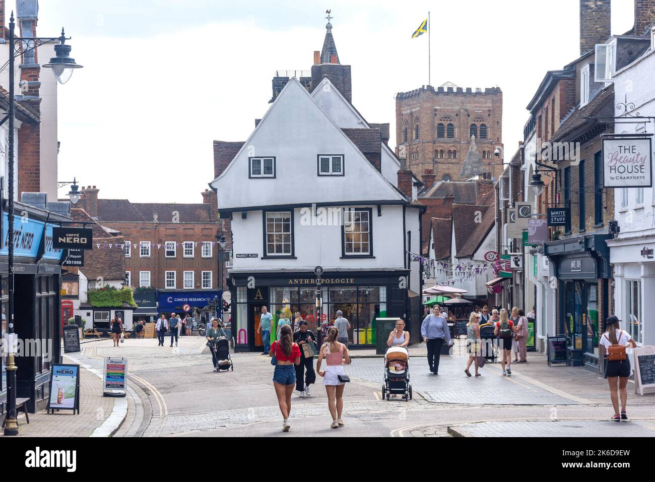 Market Place from St Peter's Street, St Albans, Hertfordshire, England ...