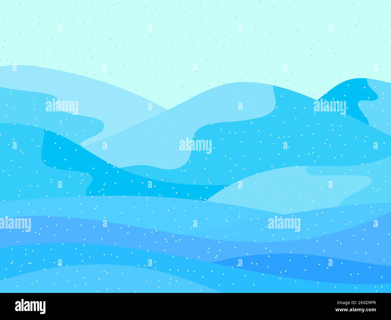 Winter landscape with snowy hills. Mountain landscape in flat style ...