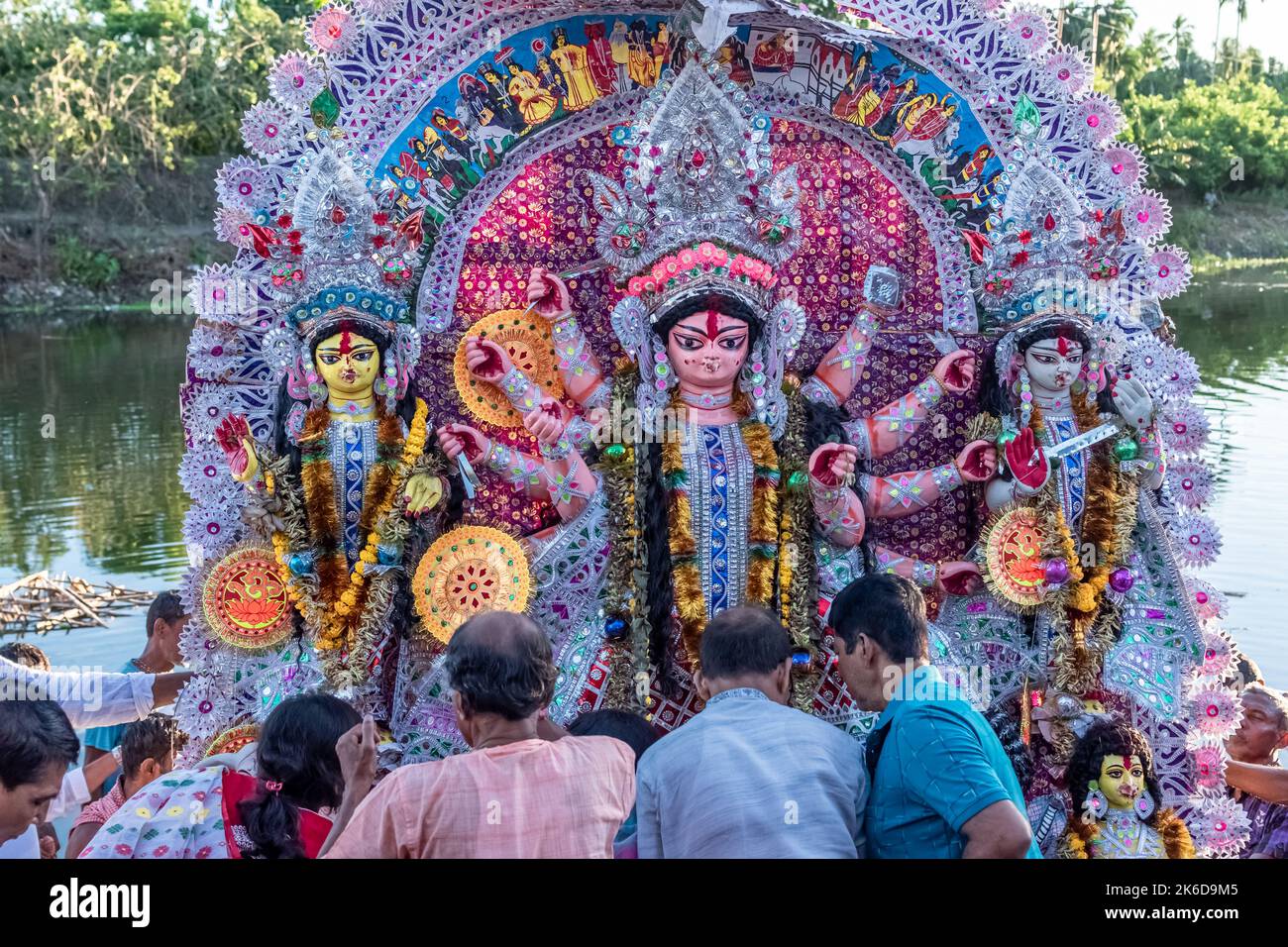 Devotees immerse Durga Idol on River Ganges during the last day of ...