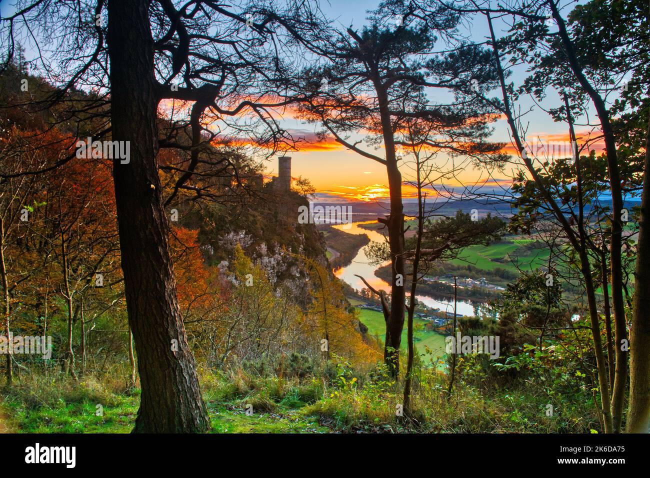 A view of the sun rise from Kinnoull Hill, Perth, Scotland Stock Photo ...