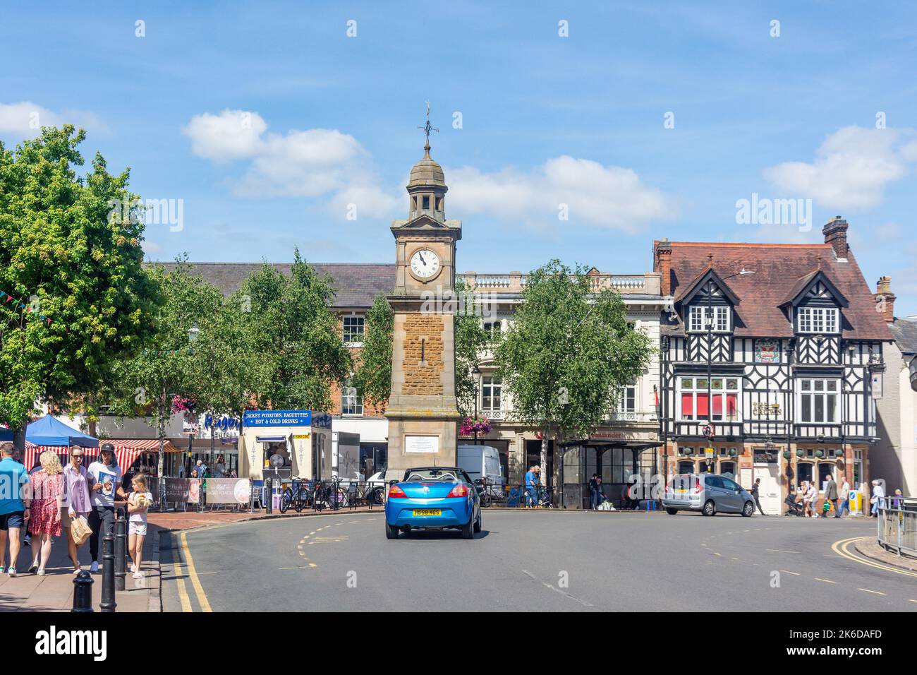 Clock Tower and Market Place from Church Street, Rugby, Warwickshire ...