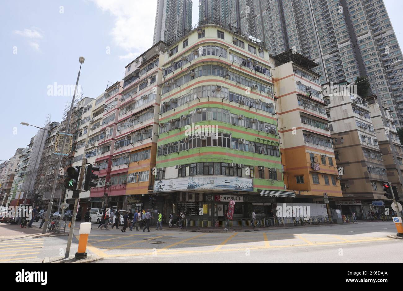 View of Ming Lun Street and To Kwa Wan Road in To Kwa Wan. The area is specified in Urban ...