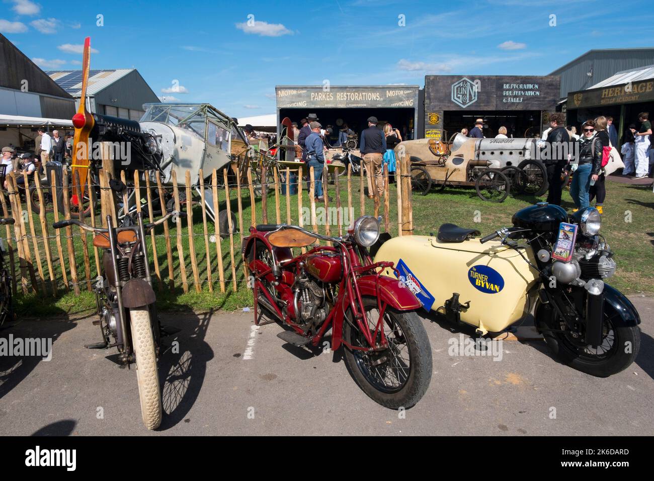 An Indian and Turner Byvan American motorcycles parked at the ...