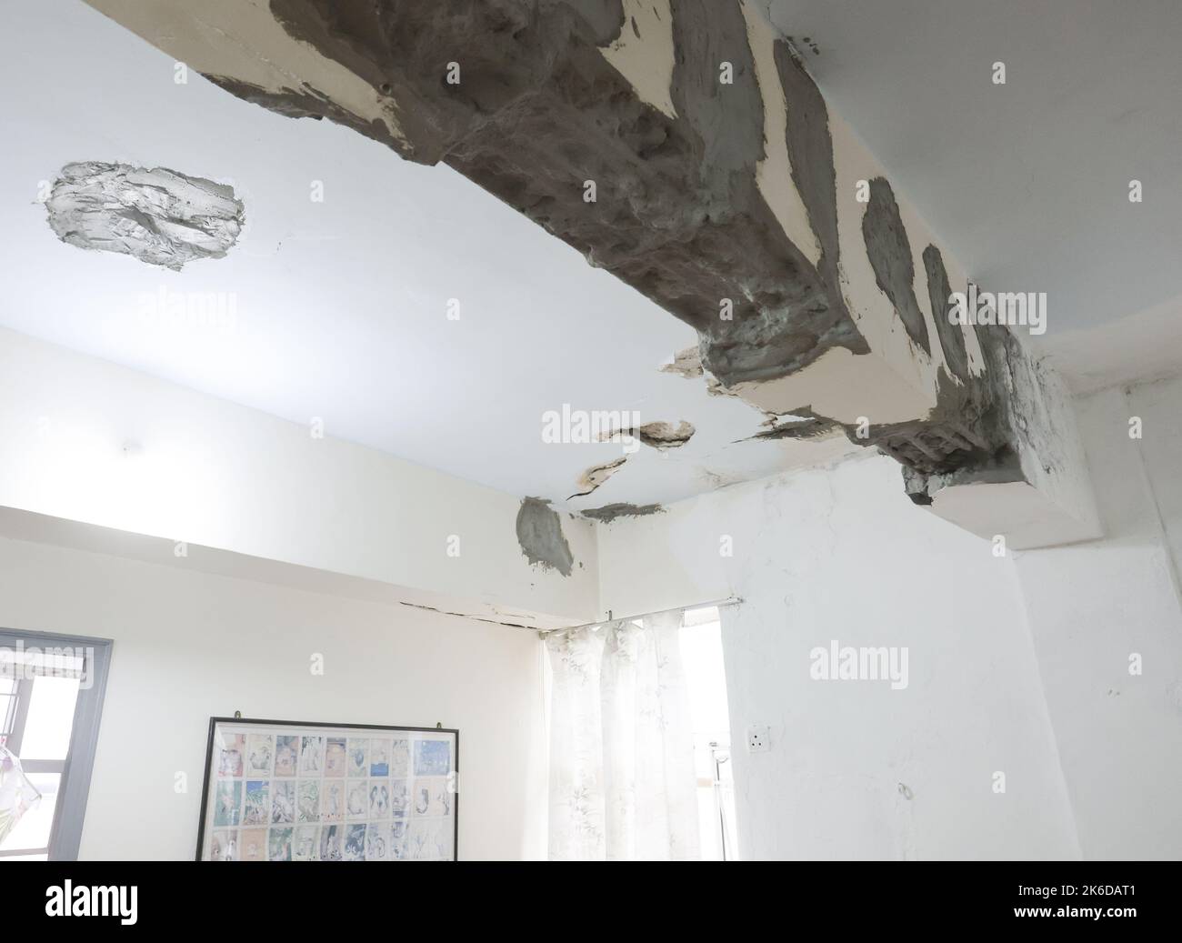 Damaged part are seen at Ming Lun Street in To Kwa Wan. The Urban Renewal Authority (URA ...