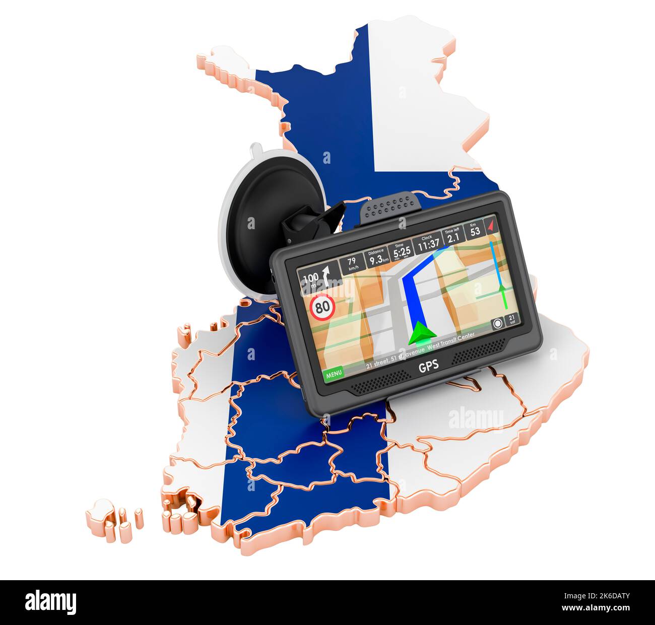 GPS navigation in Finland, 3D rendering isolated on white background ...