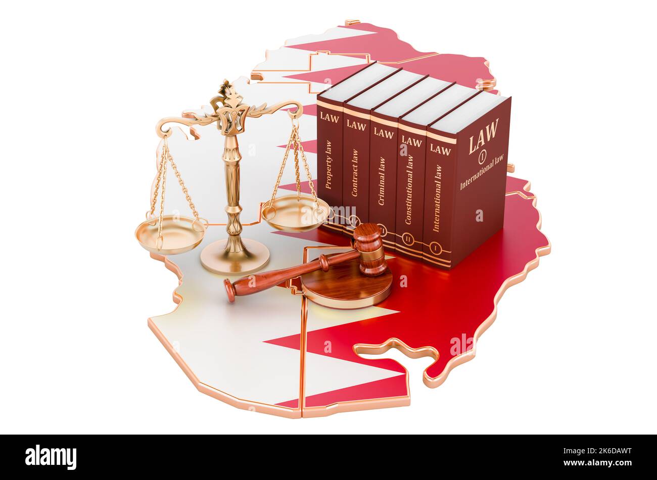 Law and justice in Qatar concept, 3D rendering isolated on white ...