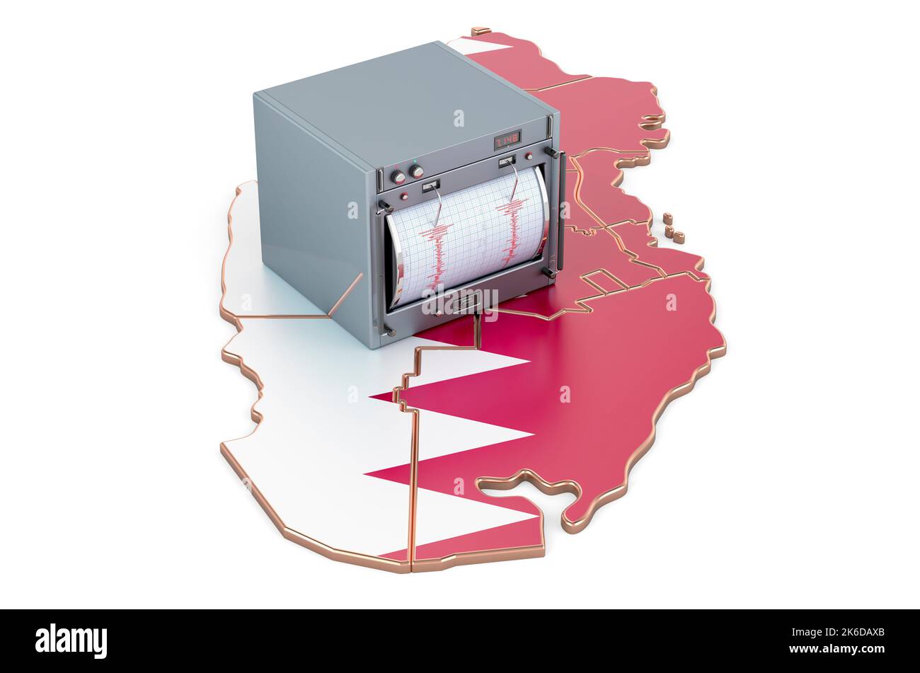 Earthquake in Qatar concept, 3D rendering isolated on white background ...