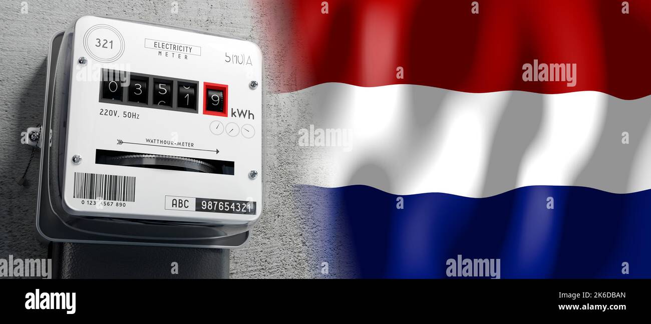 Netherlands - country flag and energy meter - 3D illustration Stock ...