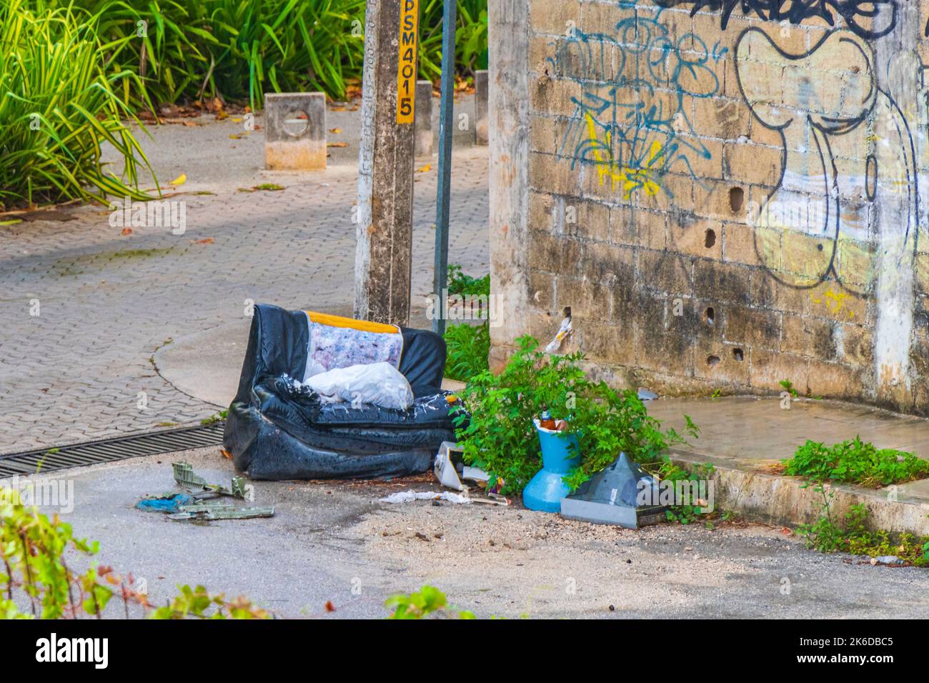 Dirty places with garbage trash waste and pollution in Playa del Carmen ...