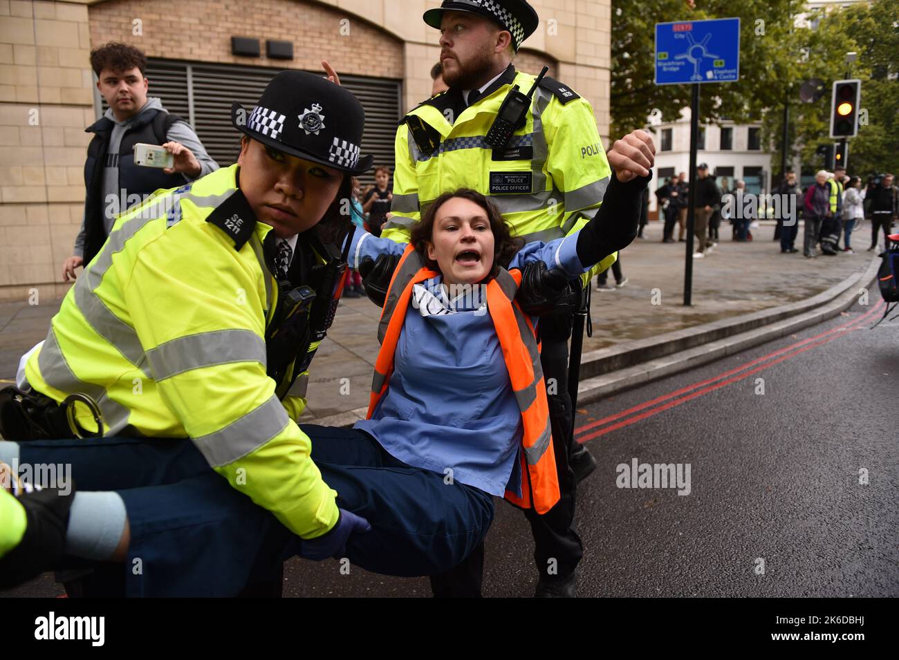 London, England, UK. 13th Oct, 2022. Just Stop Oil activist has been ...