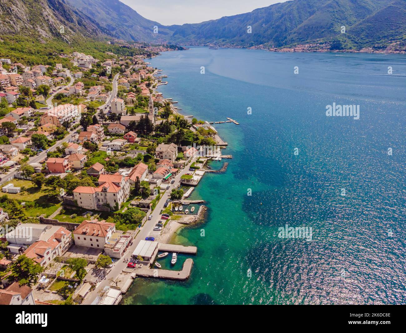 Montenegro. Boka Kotor Gulf. View on the picturesque coastal town of ...
